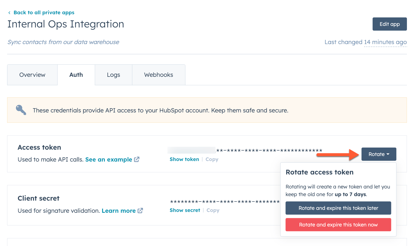 Rotating Tokens in HubSpot